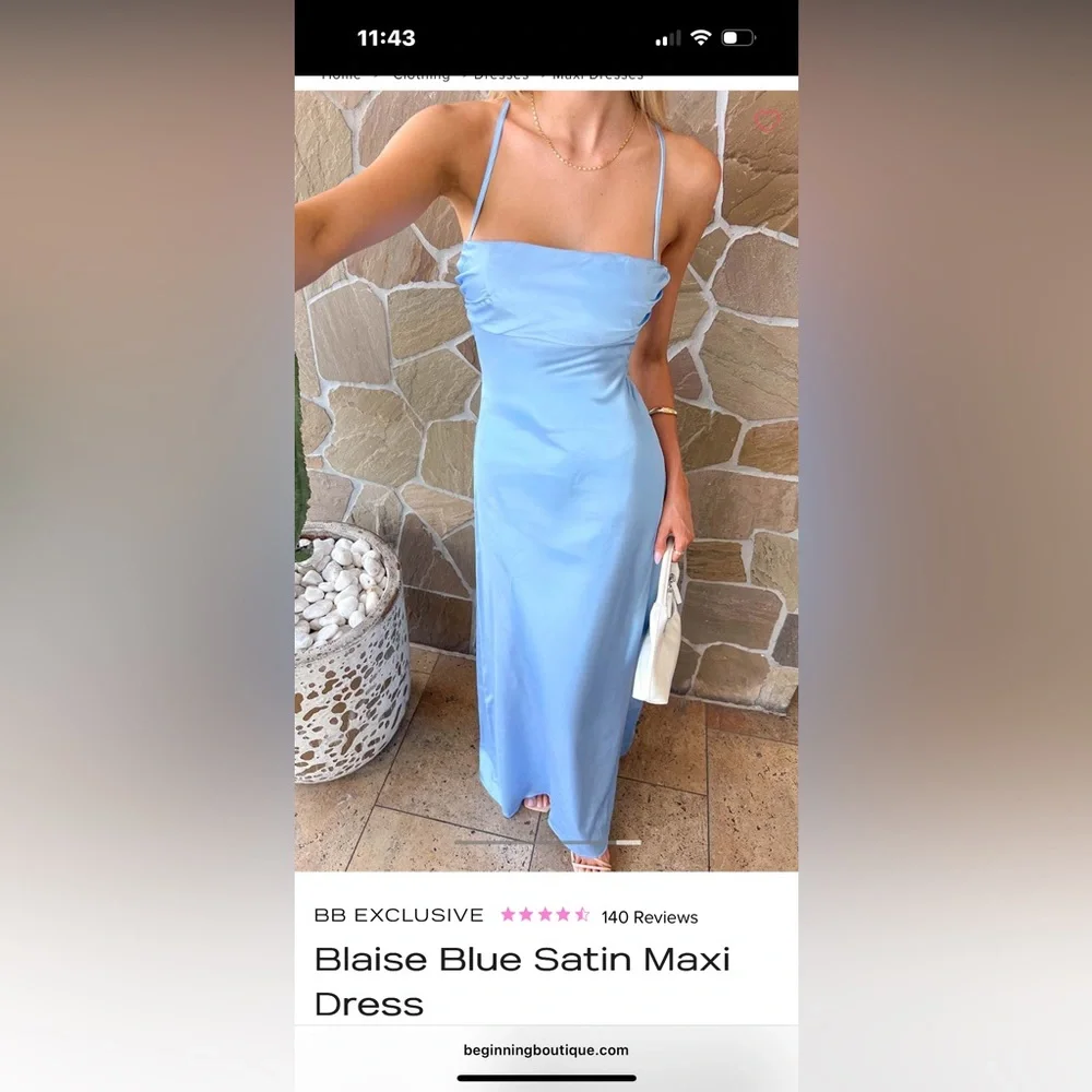 Beginning Boutique | Dresses | Nwt Beginning Boutique Blaise Blue Satin ...